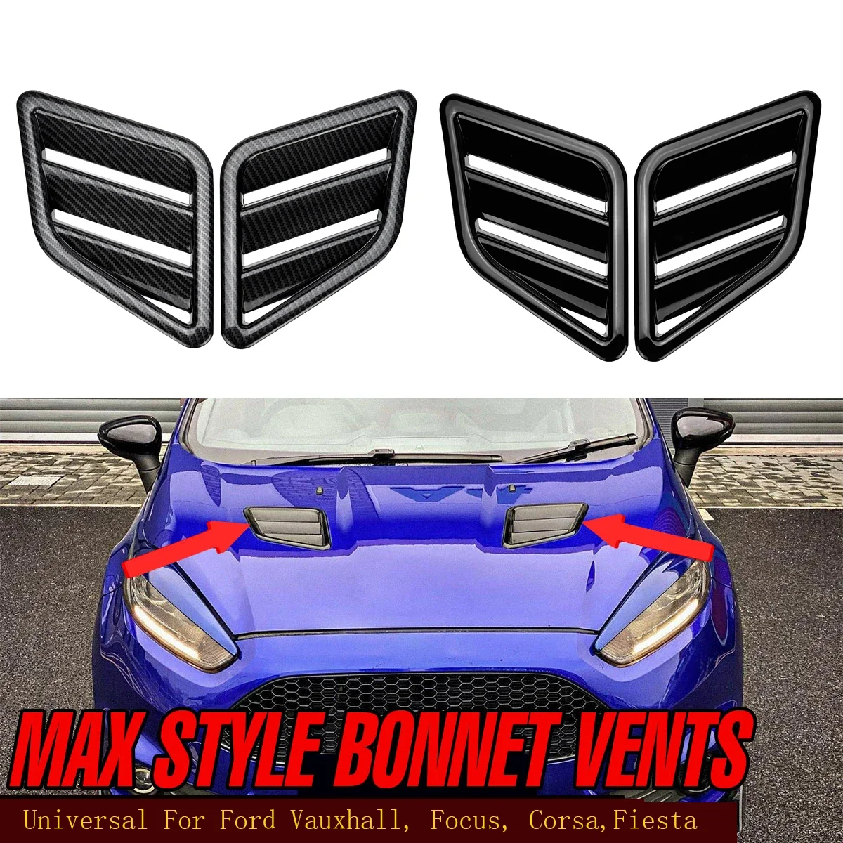 Max Style ABS Plastic Bonnet Vents Universal For Ford For Vauxhall FOR ...