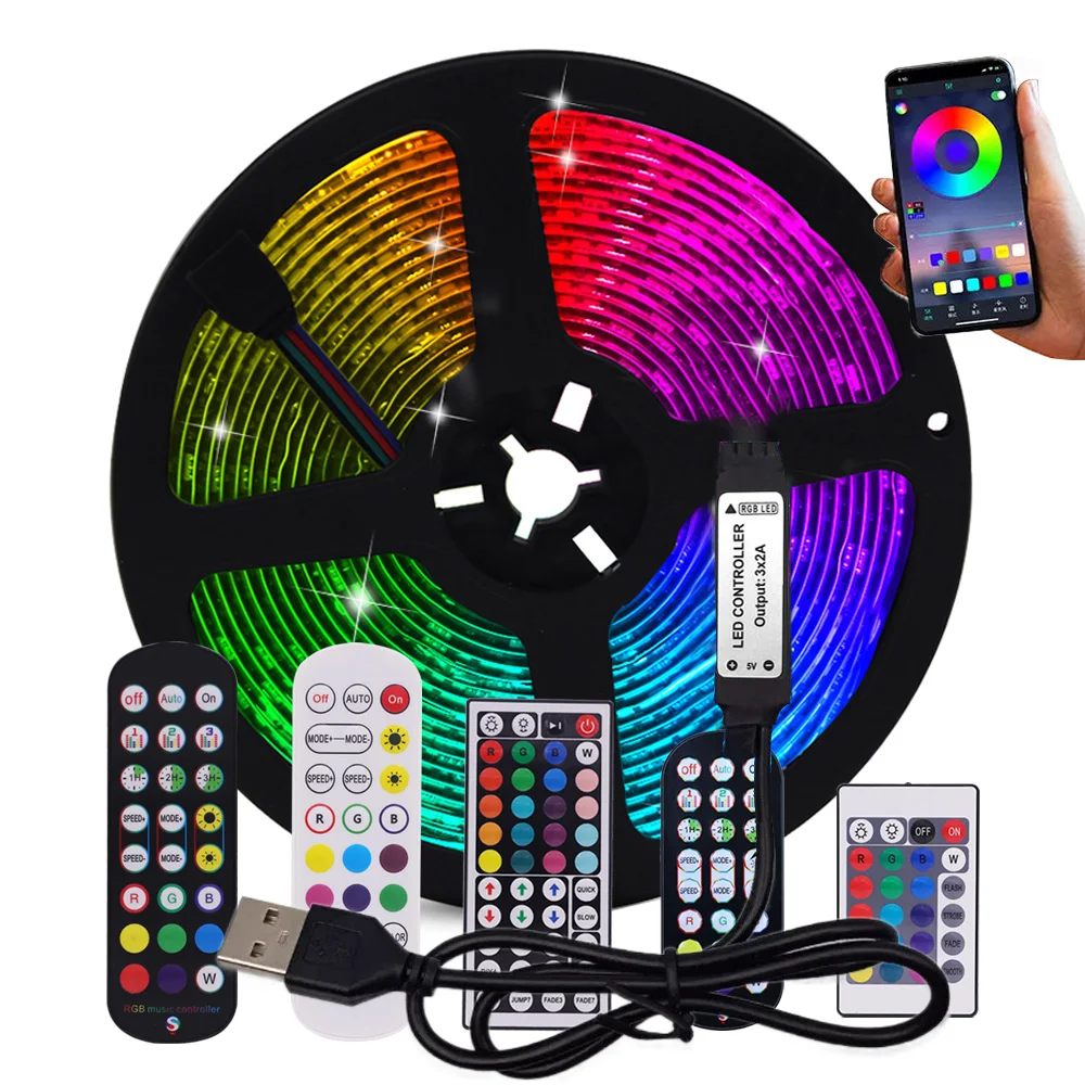5V-USB-RGB-LED-Strip-Light-Remote-Control-5050-30LED-m-5m-10m-Lights ...