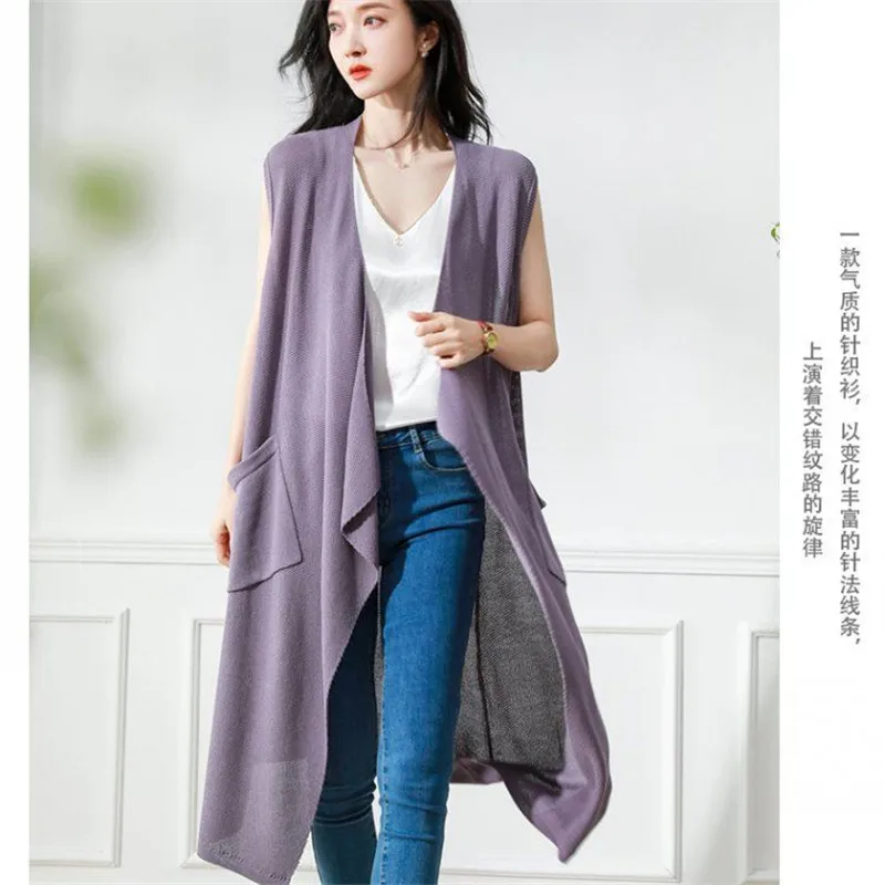 Kardigan-tanpa-lengan-longgar-sedang-wanita-rompi-selendang-tipis-musim ...