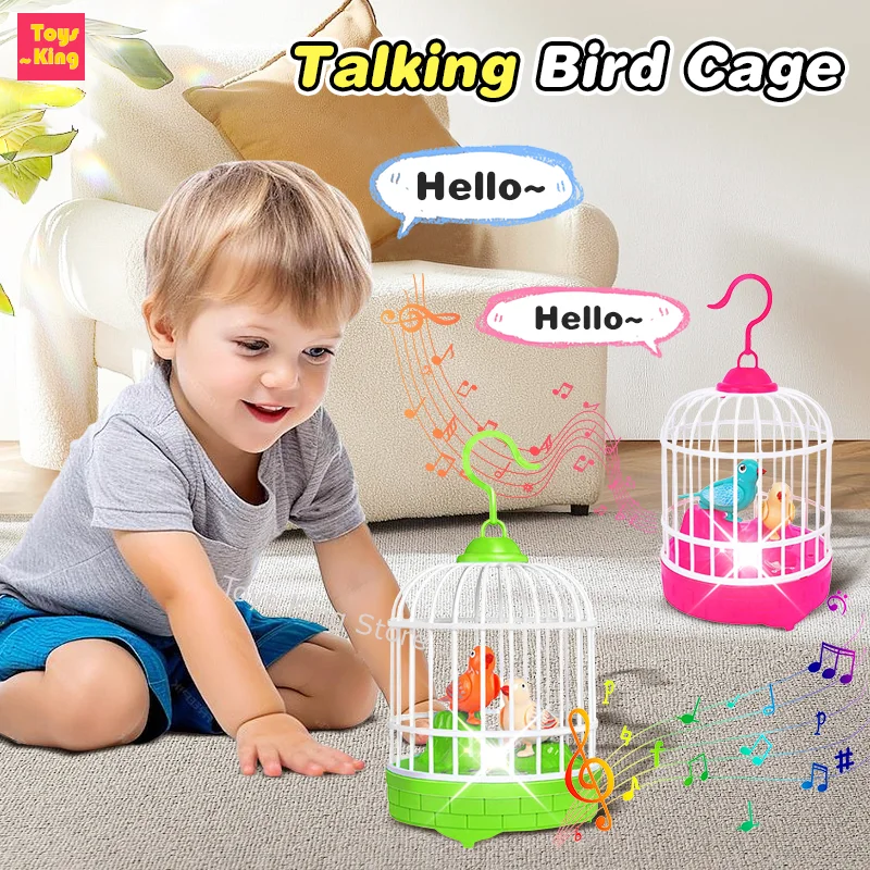 Talking Electric Bird Cage Toys Pet Inductive Voice Controll Simulation ...