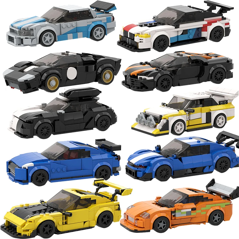 MOC Speed Champions Racing Car Sports Model Garage Sets Building Blocks ...