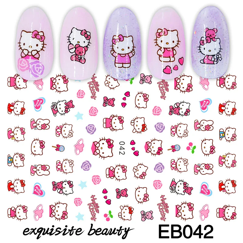 Hello Kitty Nail Art 3D Sticker DIY Anime Kuromi Cinnamoroll Manicure ...