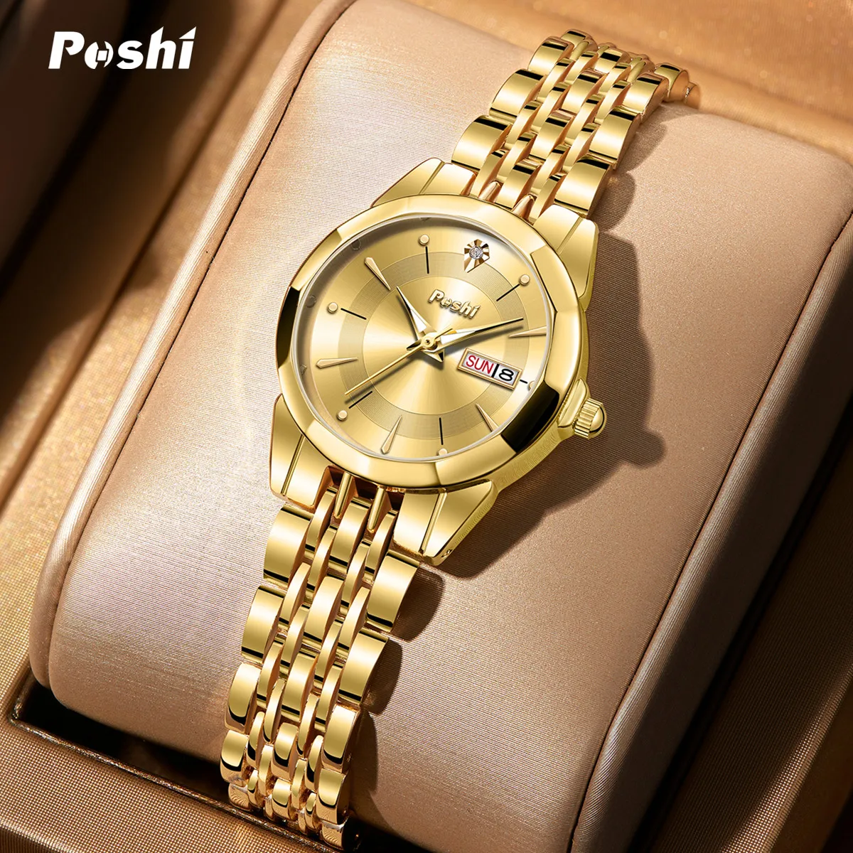 POSHI-Original-Waterproof-Women-Quartz-Watch-Stainless-Steel-Watch-with ...