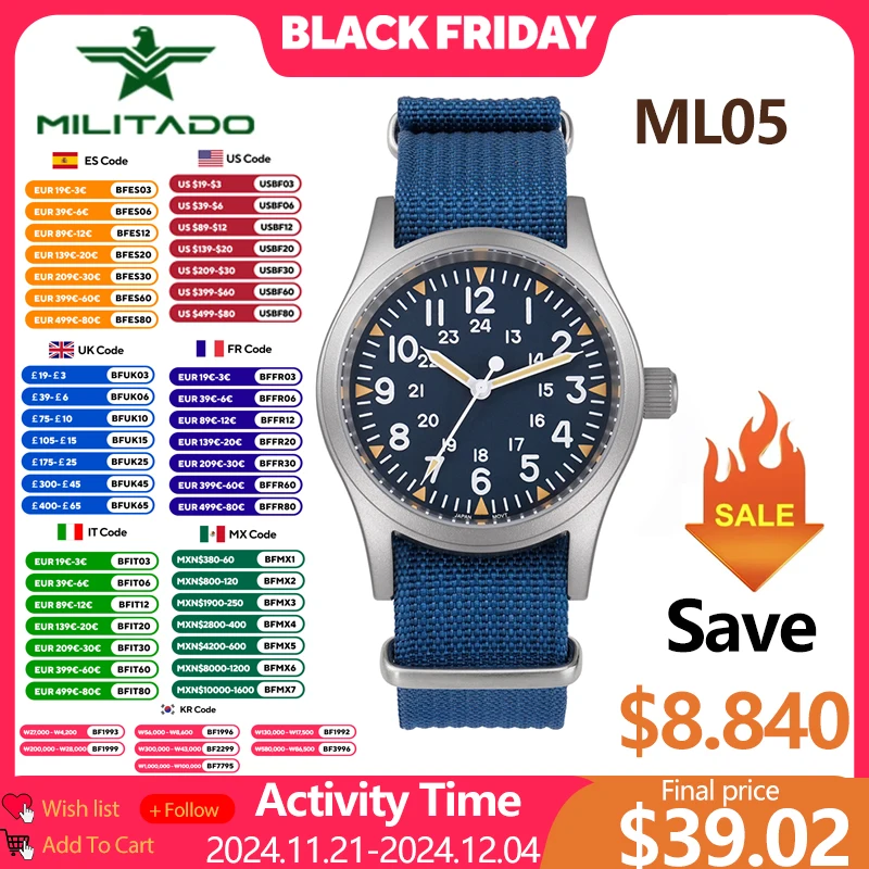 Militado-ML05-Vintage-Quartz-Watch-AR-Sapphire-Crystal-Luminous-VH31 ...