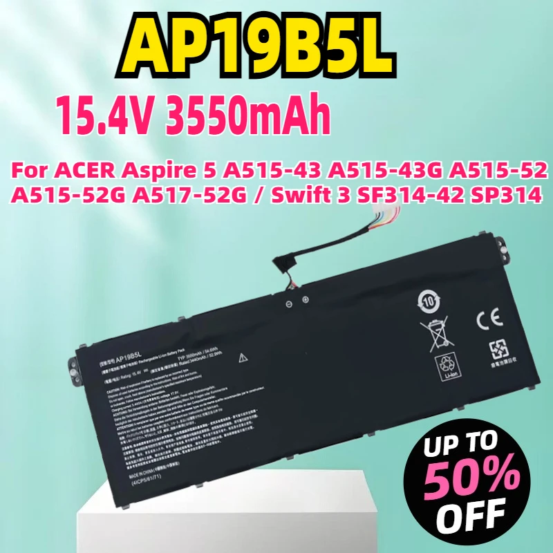 New AP19B5L Battery Replacement for ACER Aspire 5 A515-43 A515-43G A515 ...