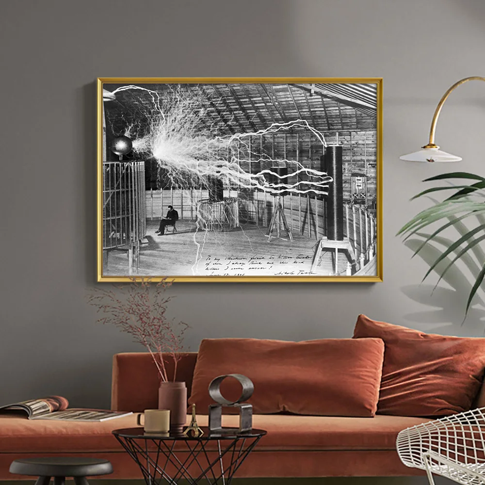 Nikola Tesla Lab Electricity Print Art Vintage Poster Electric Current ...