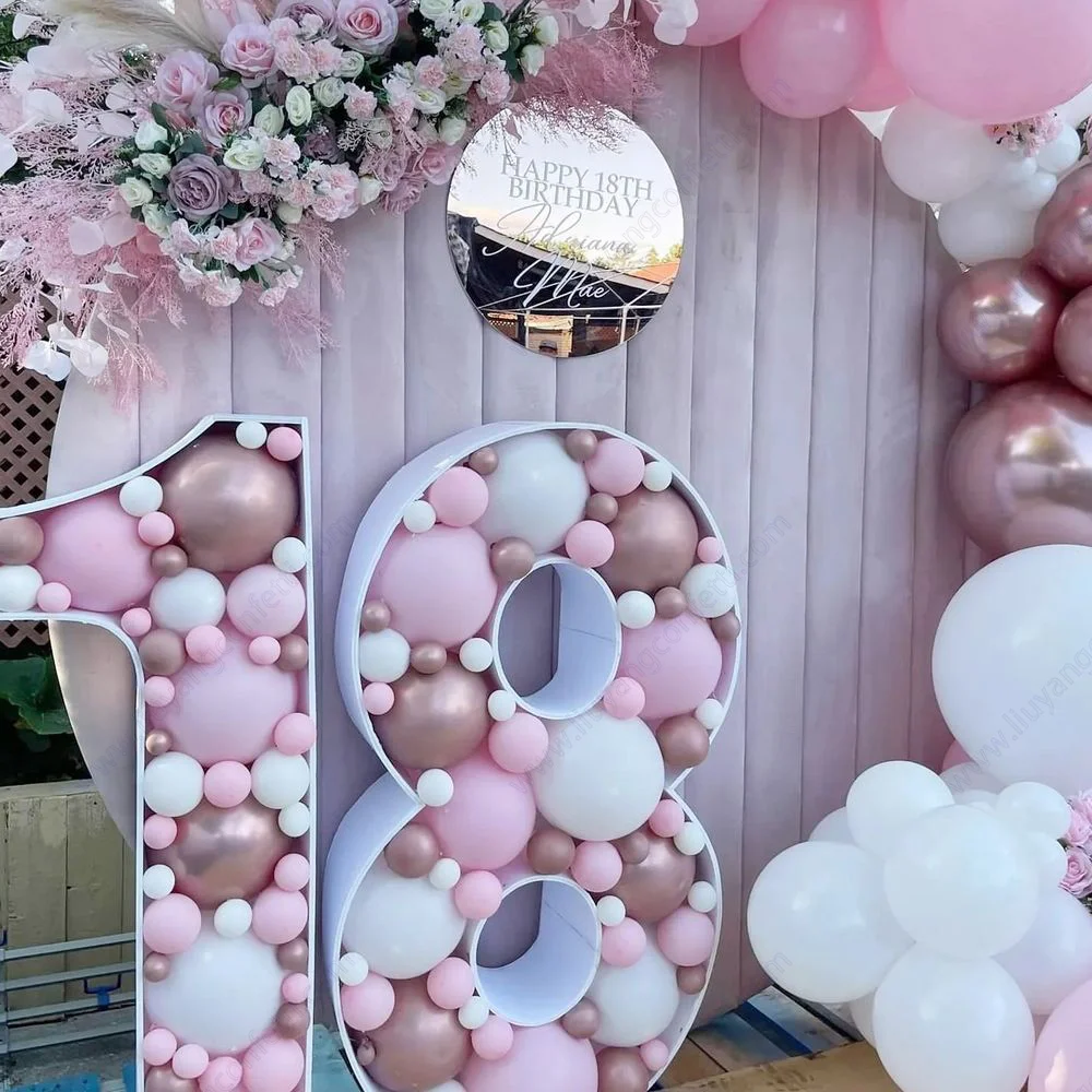 1m Giant Big Number Balloon Filling Box Stand Diy Mosaic Decor Frame ...