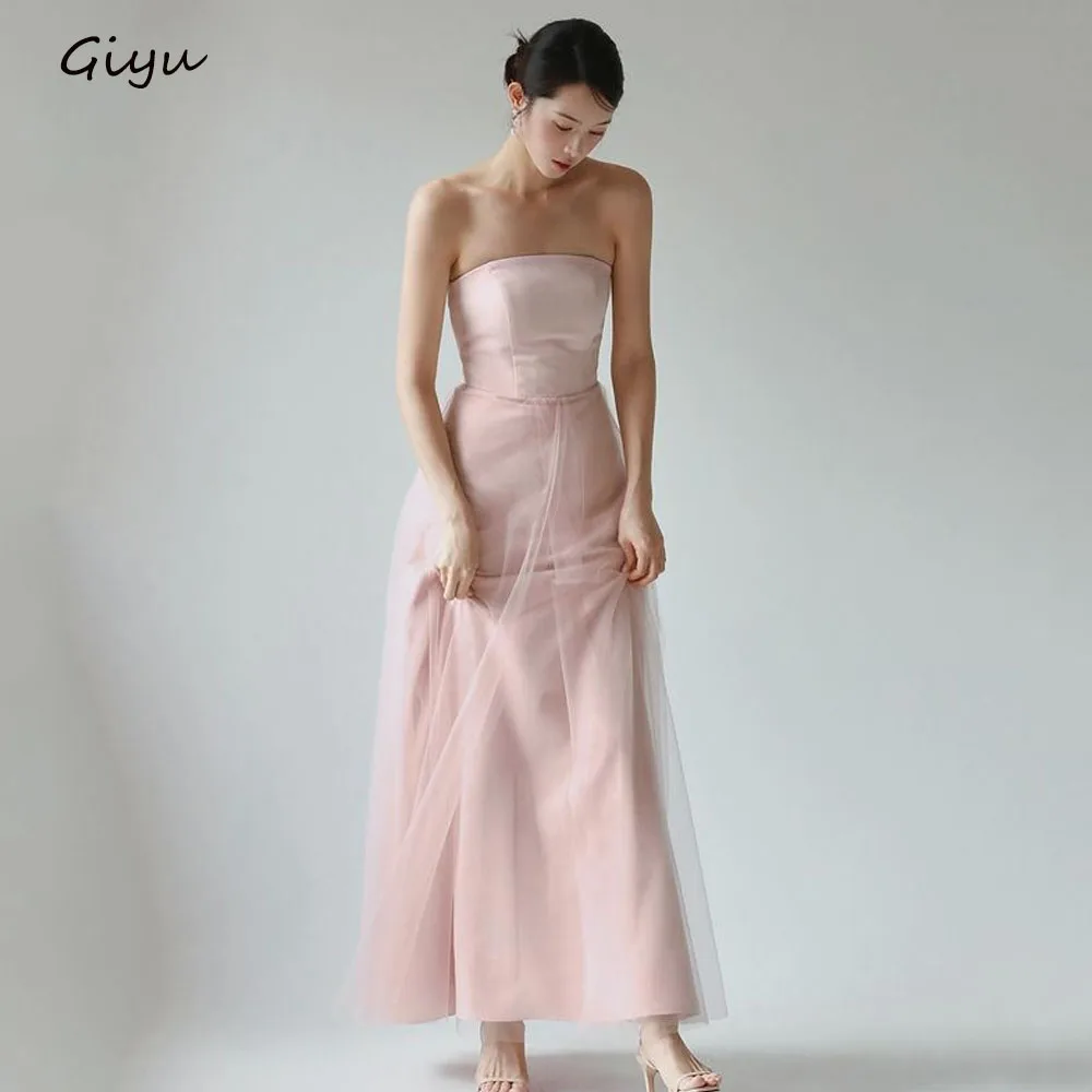 Giyu A-line Pink Korea Wedding Dress Photo Shoot Detachable Shoulder ...