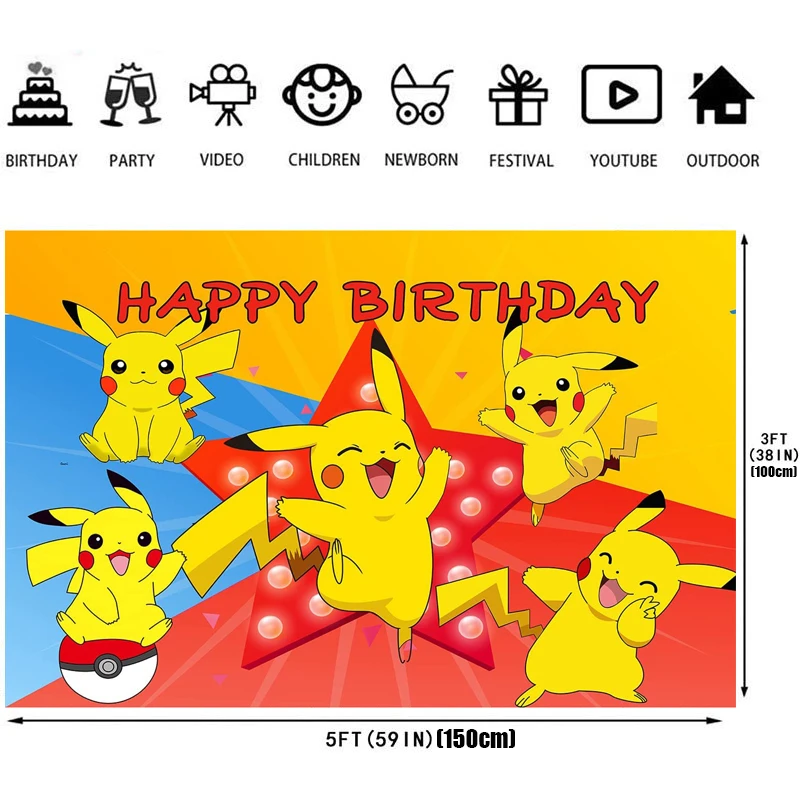 Globos de cumpleaños de Pokémon para niños, Kits de decoraciones para ...