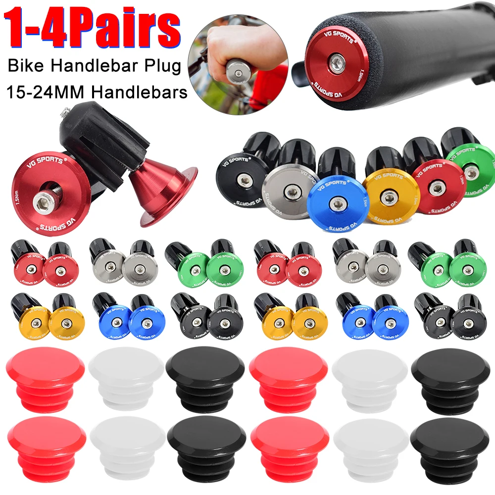 1-4Pairs Bike Bar End Plug Road Mountain Bike Handlebar End Grips Cap ...
