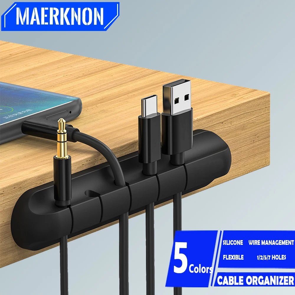 Silicone-USB-Cable-Organizer-Flexible-Wire-Winder-Management-Cord-Clips ...