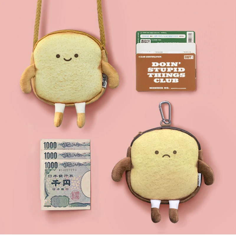 Creative Bread Toast Plush Shoulder Bag Girls Coin Purse Card Holder ...