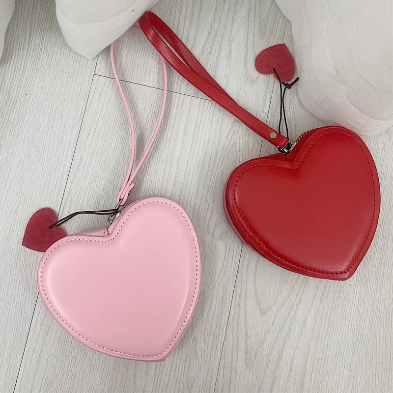 Heart-Shaped-Coin-Purse-Cute-Small-Girls-PU-leather-Zipper-Money-Car ...