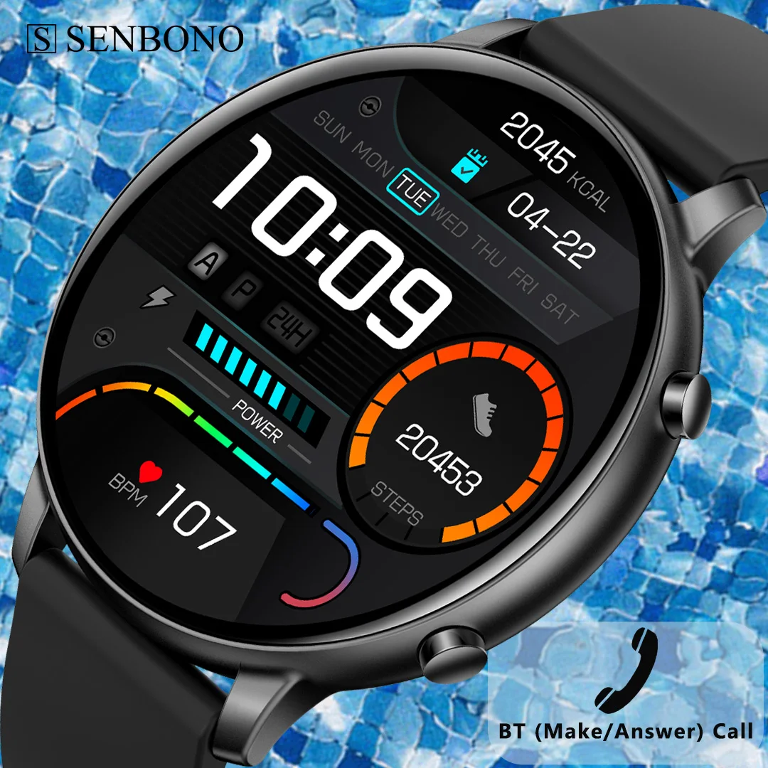 SENBONO-Smart-Watch-Men-Women-Bluetooth-Call-Watch-1-39-inch-AMOLED-Display-Screen-Blood ...