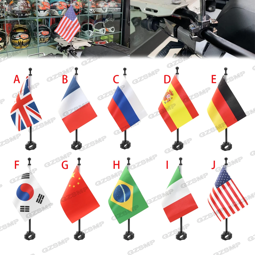 Motorcycle-Rear-Luggage-Rack-Flag-Mount-Black-Pole-National-Flag-Fit ...