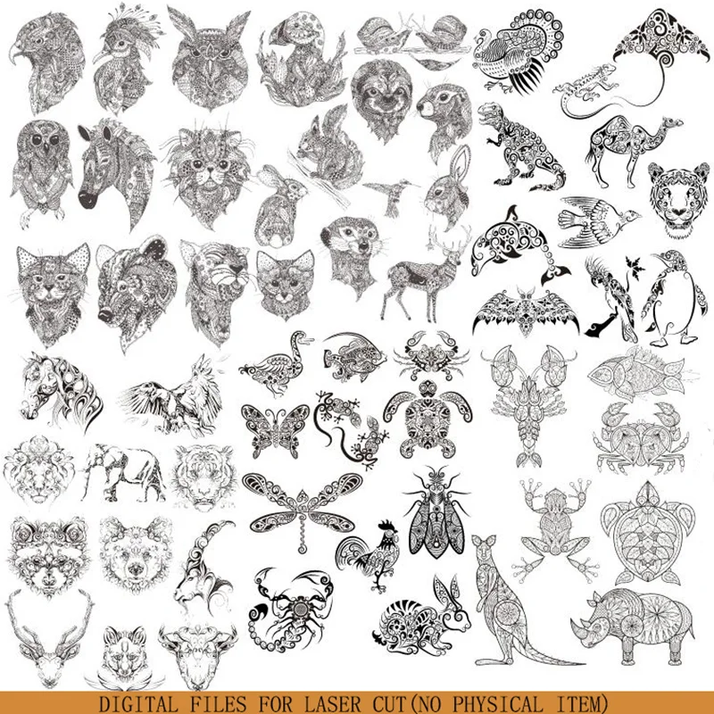 Animal-Collection-Laser-Cut-Vector-Design-CDR-File-Tiger-Owl-Decorative ...