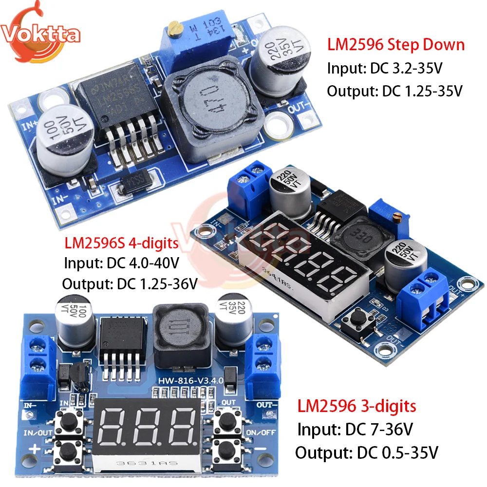 LM2596/LM2596S Step Down Module DC-DC Adjustable Buck Adapter Converter ...