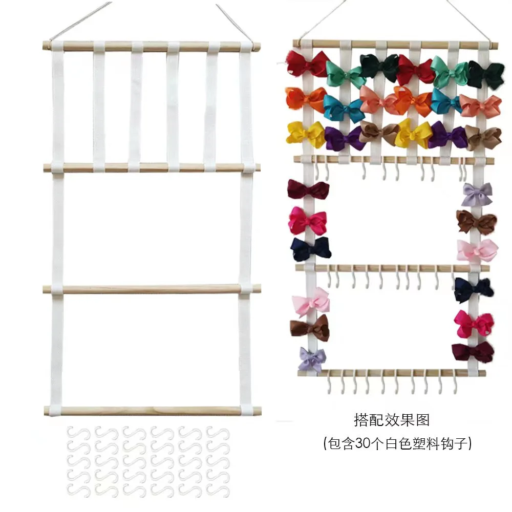 Four-layer Cloth Belt Hanger Children's Room Wooden Hairpin Hair Rope ...