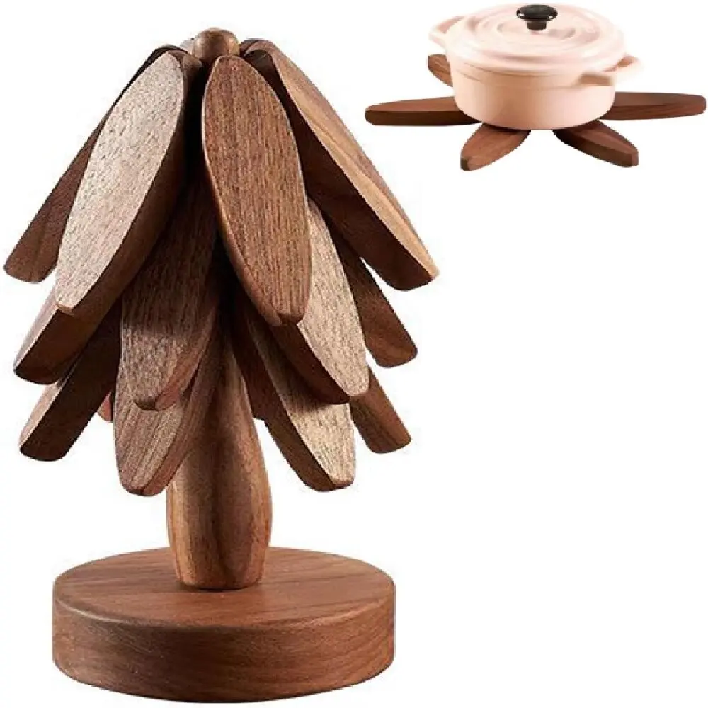 Wooden-Tree-Trivet-Set-Tree-Shape-Coaster-Wood-Table-Mat-Foldable-Heat ...