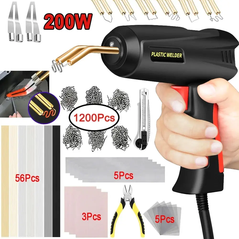 200W Upgraded 2 in 1 Plastic Welding Gun Kit Hot Stapler Soldering Gun ...
