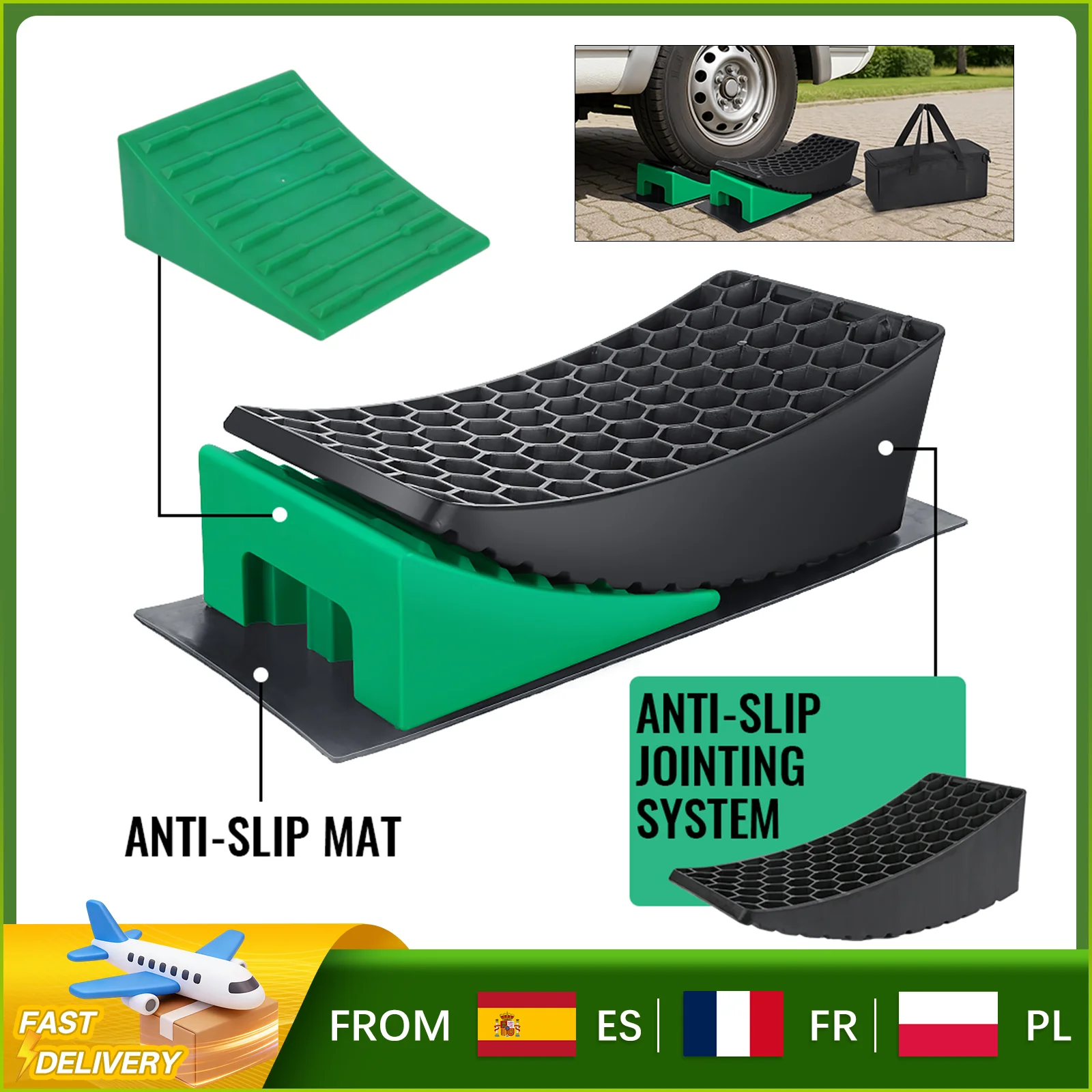 2pcs RV Leveling Ramps HDPE Heavy Duty 7000kg Load Non Slip Wedges Ramp ...