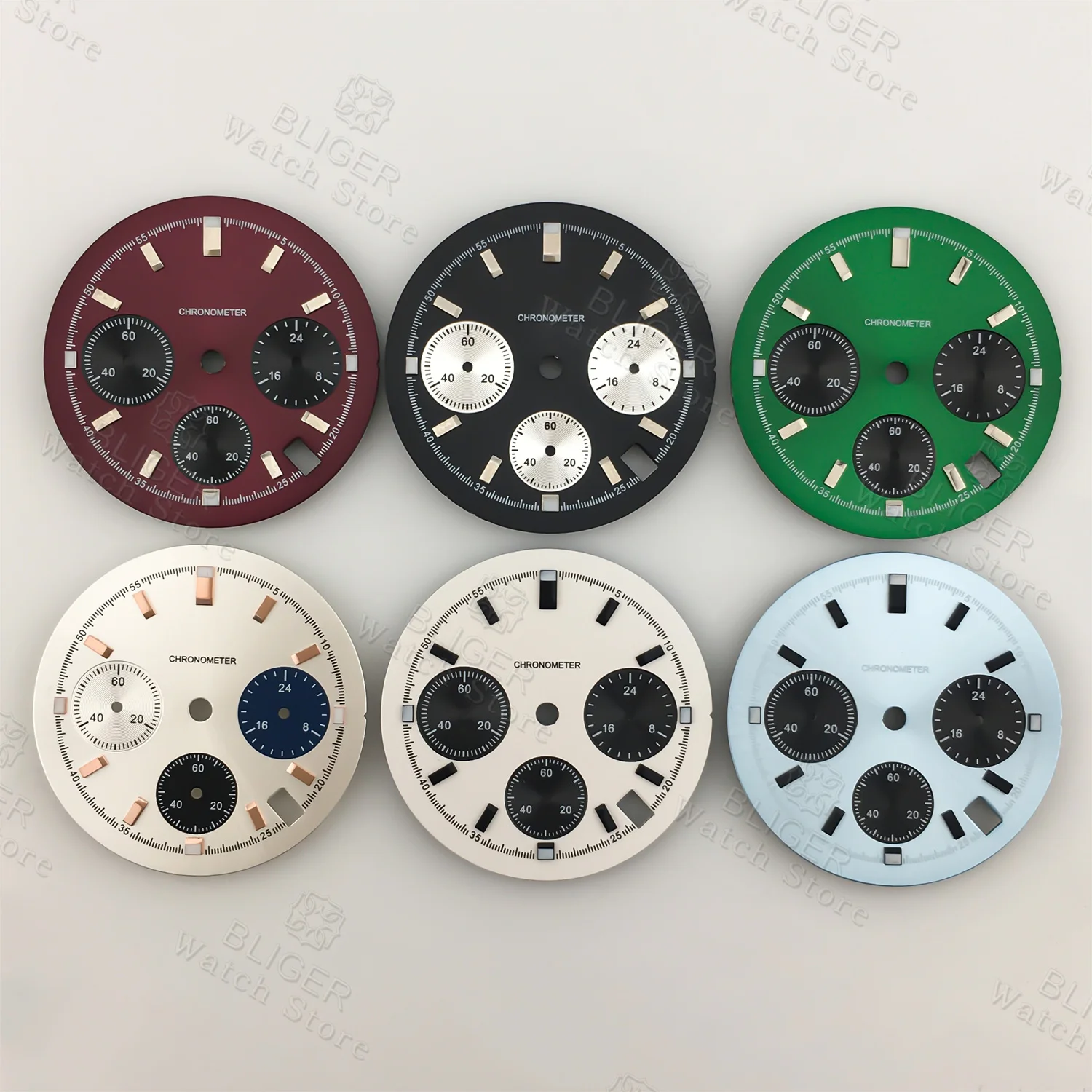 BLIGER 30mm 6- Pin Dial Panda Meteorite Dial Fit VK63 Movement Green ...