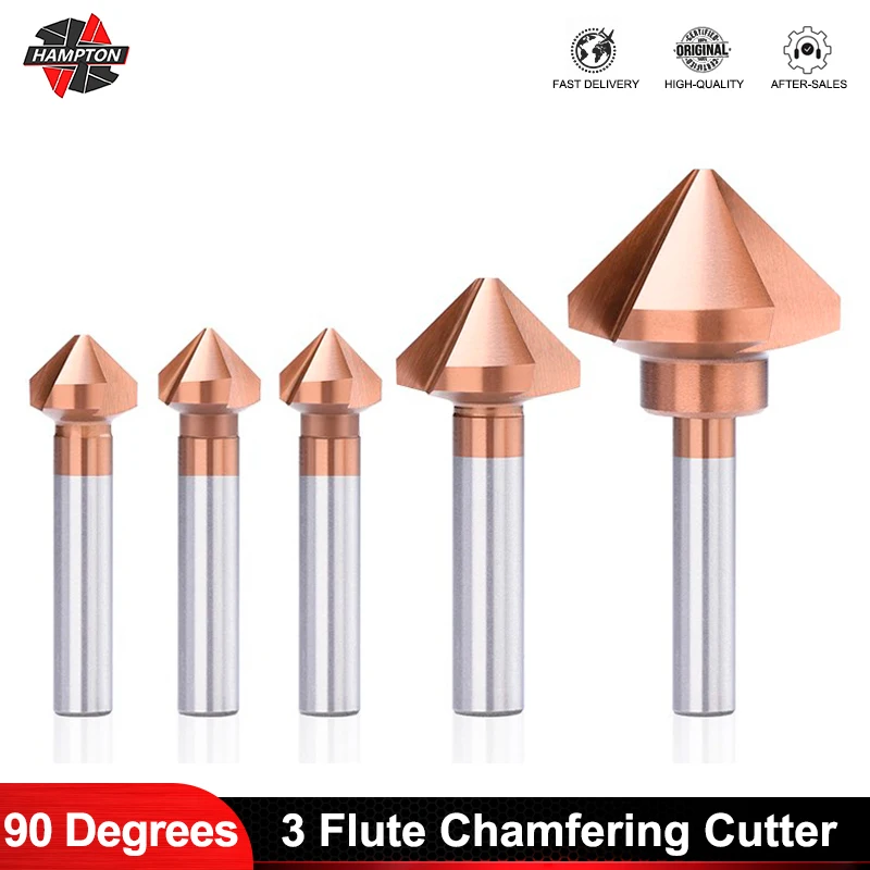 HAMPTON-3-Flute-Chamfer-Cutter-90-Degrees-TiCN-Coated-HSS-Drill-Bit-4-5 ...