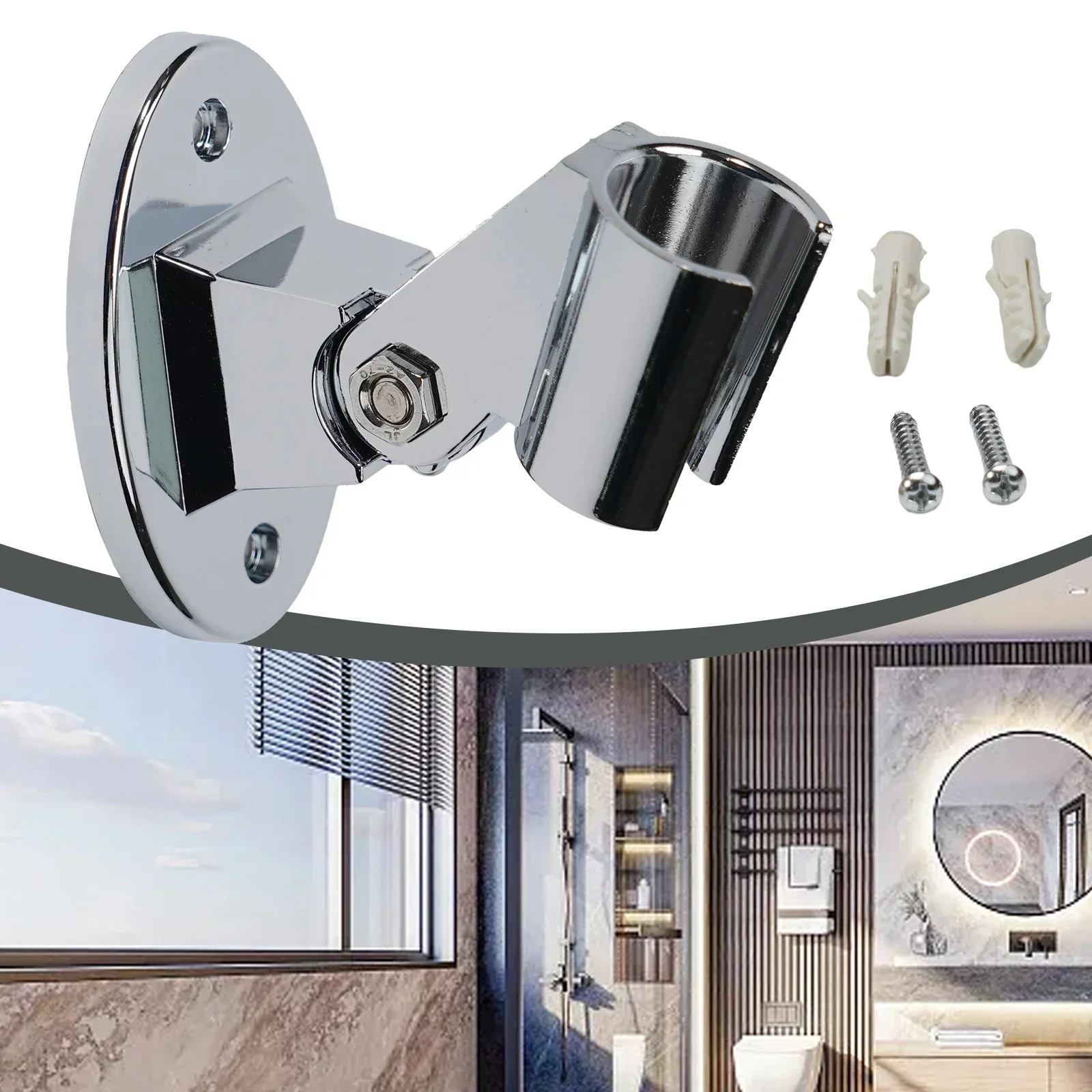 Adjustable-Shower-Bracket-For-Bathroom-Accessories-Silver-Universal ...