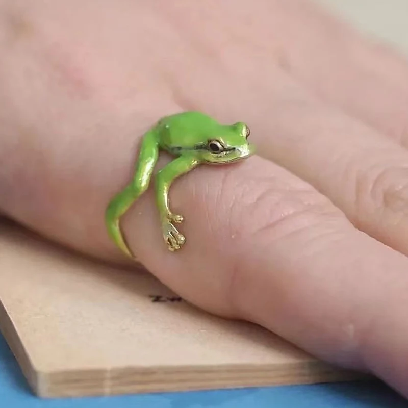 New-Mini-Green-Tree-Frog-Ring-Frog-Open-Rings-For-Women-Men-Metal-Cute ...