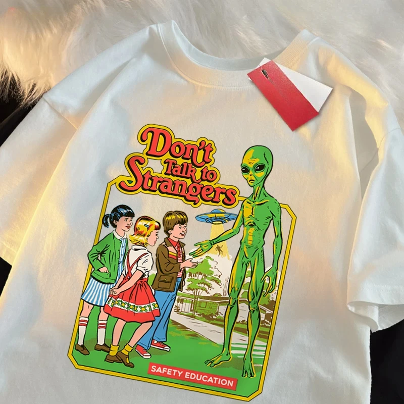 Don’T Talk To Strangers Print T-Shirt Street Breathable Tshirt Fashion ...