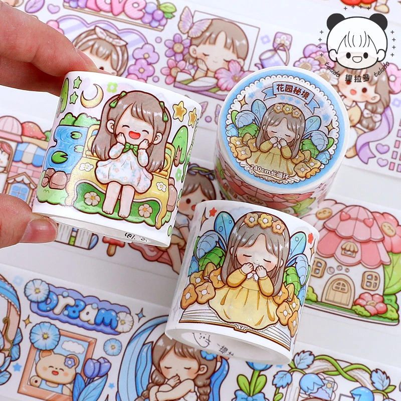 Telado Kawaii Sticker Tape Sauce Garden Secret Handbook Tape Cute ...