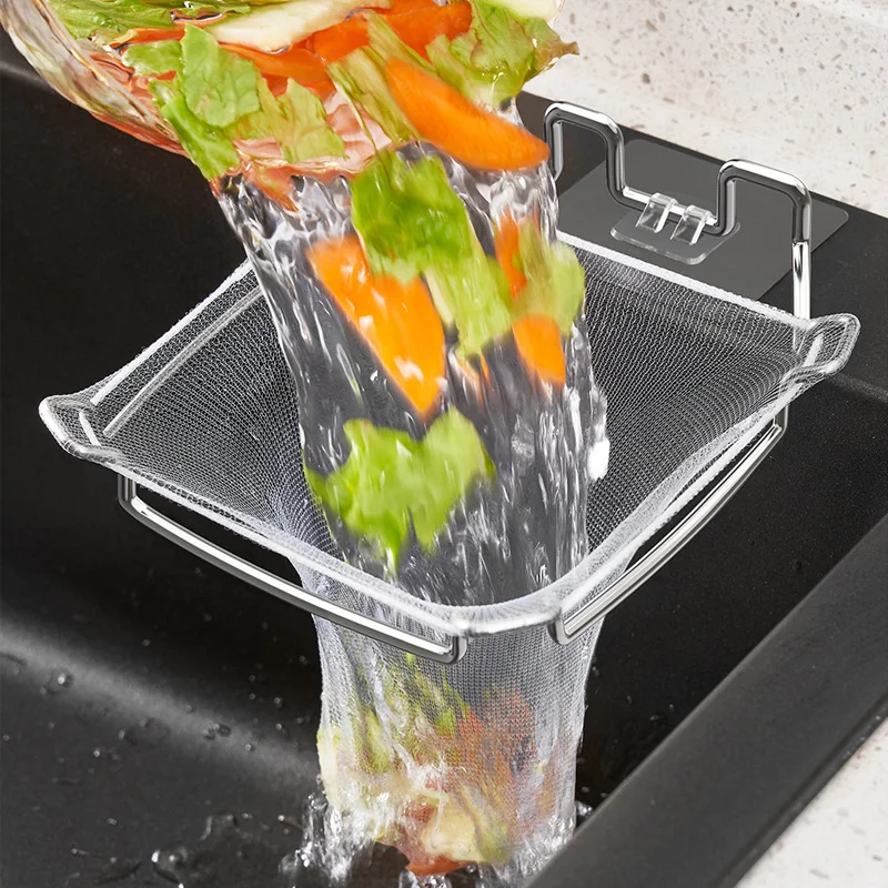 Sink Filter Drain Rack Stainless Steel Kitchen Sink Filter Mesh Bag ...