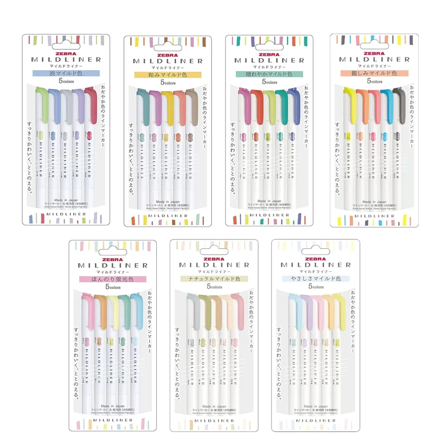 Zebra-Mildliner-Highlighter-Pastel-Full-Set-5-25-35-Colors-Marker-Pen ...