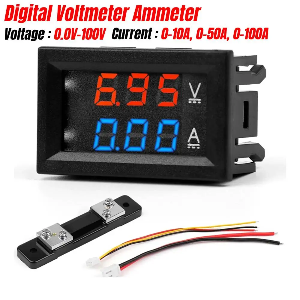Digital Voltmeter DC0-100V 10A 50A 100A Voltmeter Ammeter Voltage ...