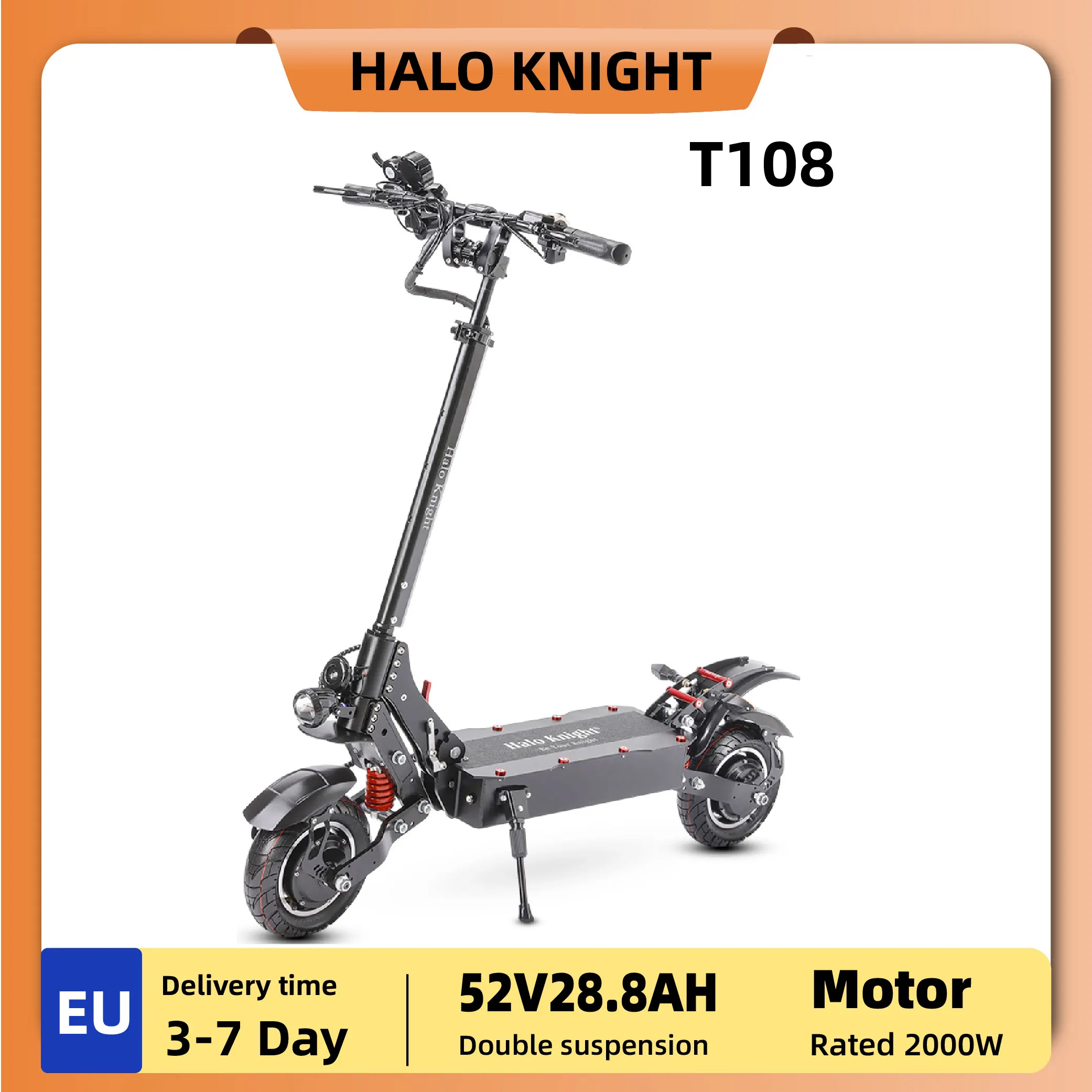 HALO KNIGHT T108 Adult Electric Scooter 2000W Motor 52V28.8Ah Battery E ...