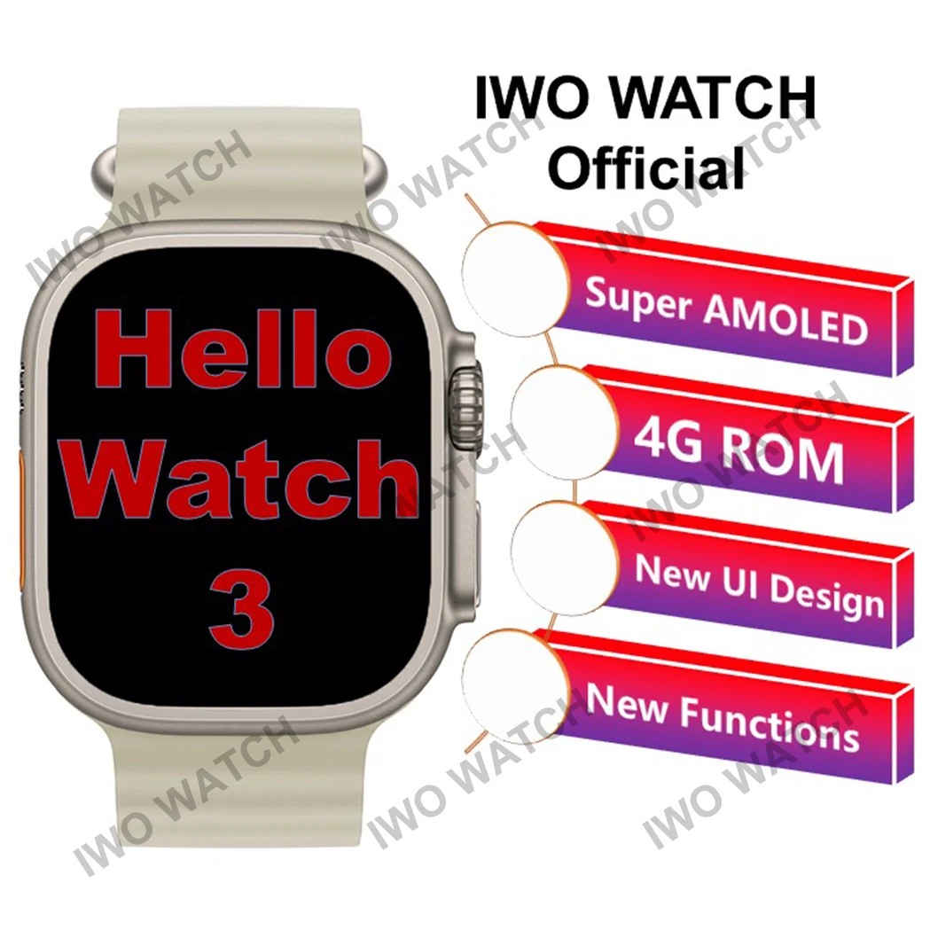 IWO Hello Watch 3 Smartwatch Masculino, Ultra Series 8, Tela Amoled ...