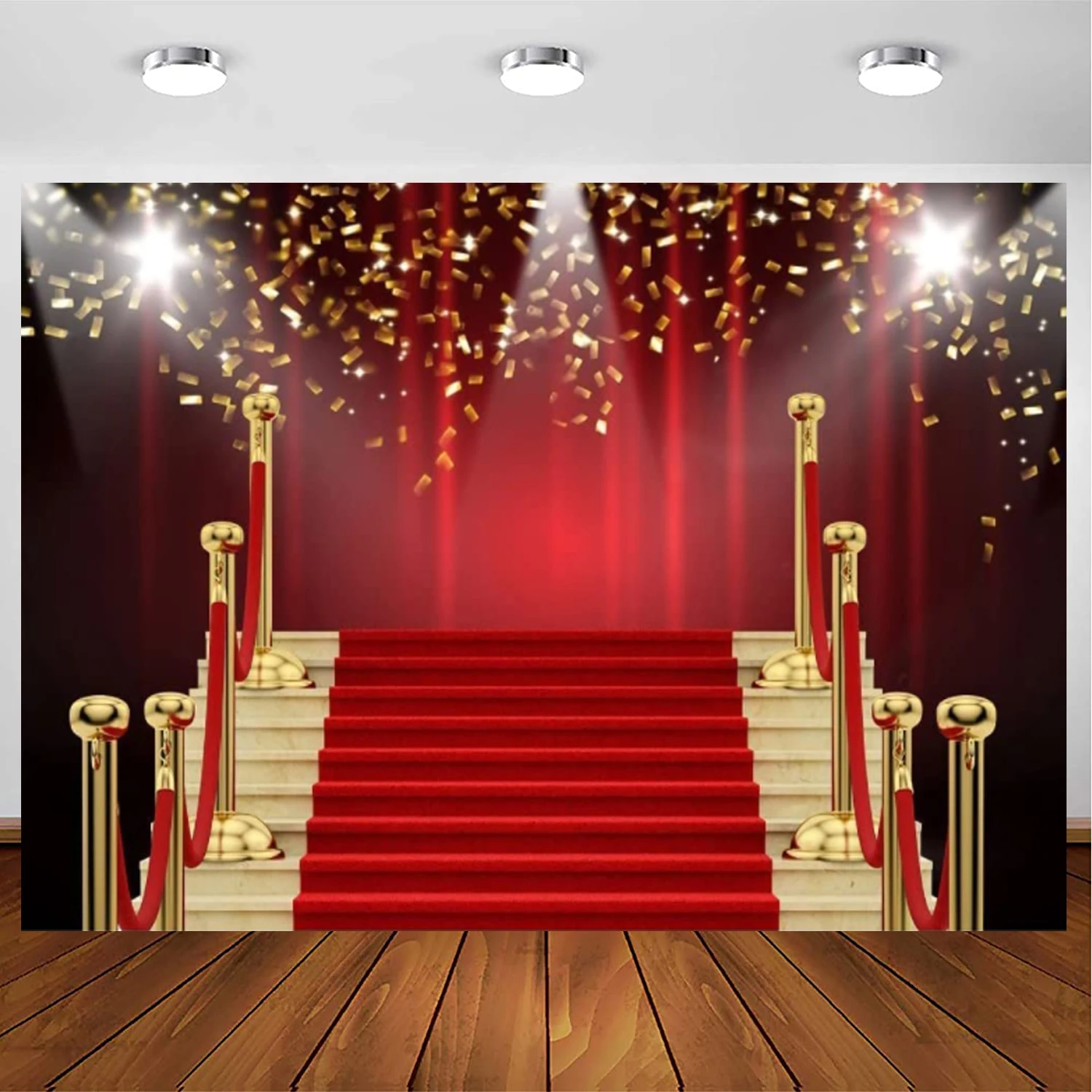 Red Carpet Stage Sequins Spotlights Photography Backdrop Photo For ...