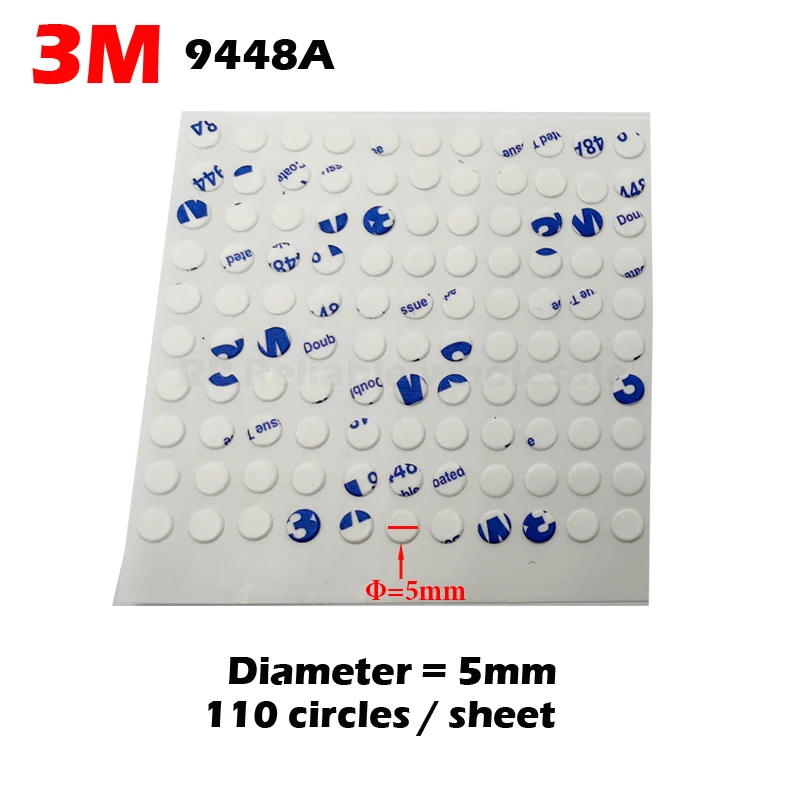 Diameter=5mm Dot Circles, Original 3M 9448 White Strong Sticky Double ...