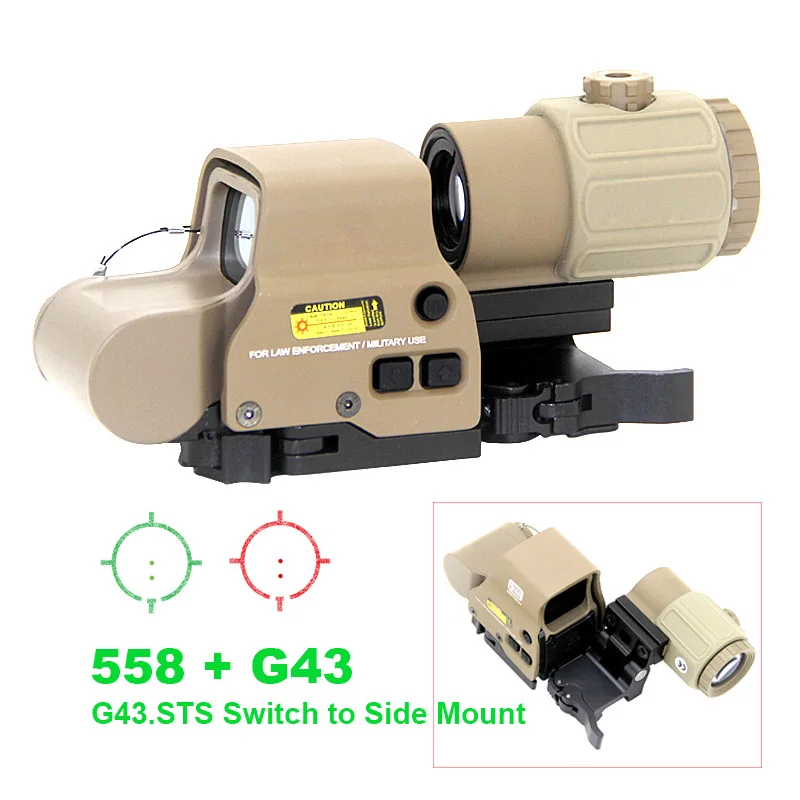 Tactical-558-Holographic-Hybrid-Sight-Red-Green-Dot-Scope-EXPS-With-G43-Magnifier-3x ...