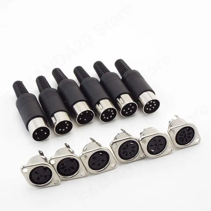 DIN 3 4 5 6 7 8 Pin DIN Male Plug with Plastic Handle + Female Socket ...