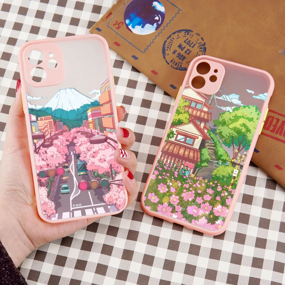 Japanese Anime Tram Sakura Phone Case for iPhone 13 11 14 12 Pro Max ...