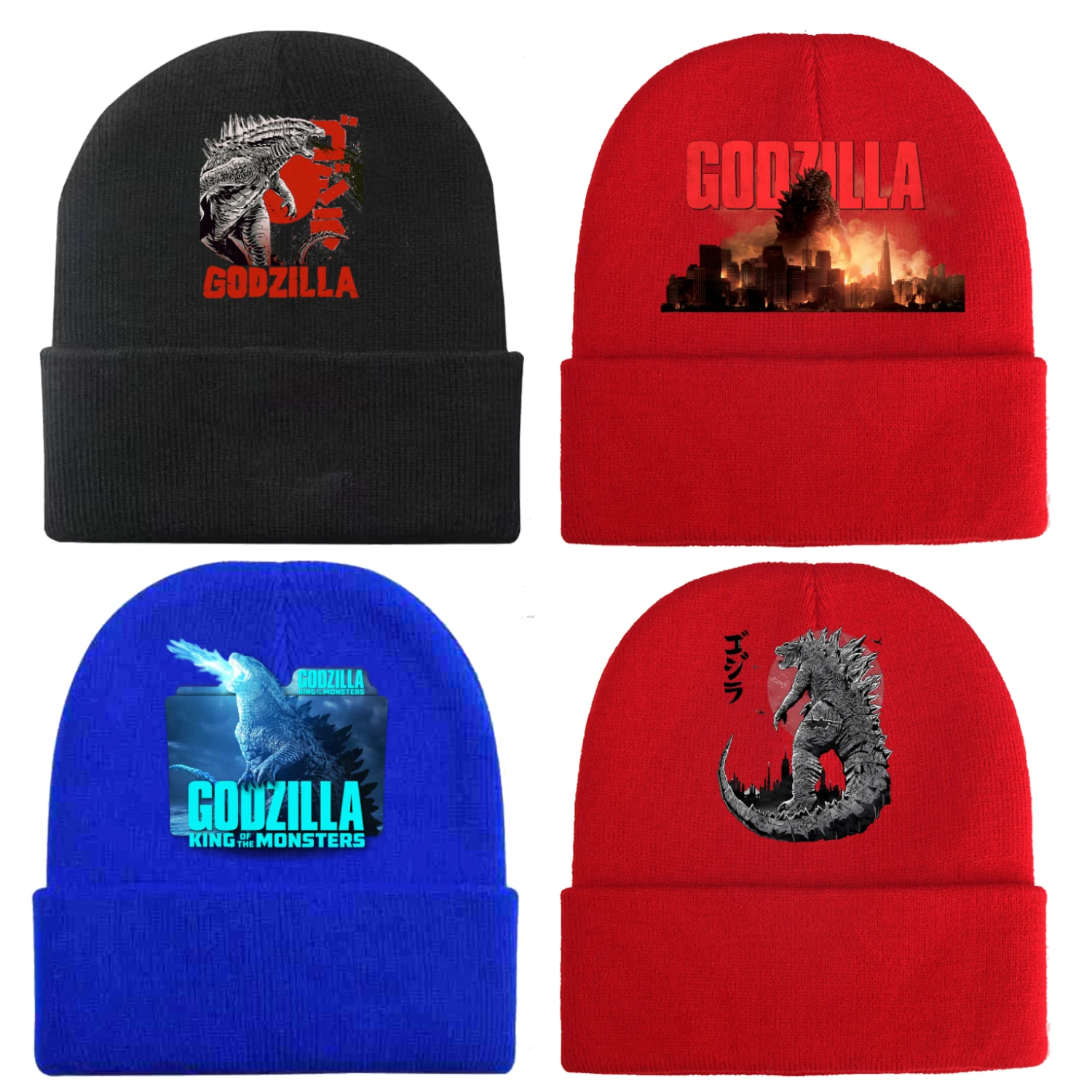 Godzilla New Knitted Hat for Kids Hot Anime Beanies Cap Fashion Cartoon ...