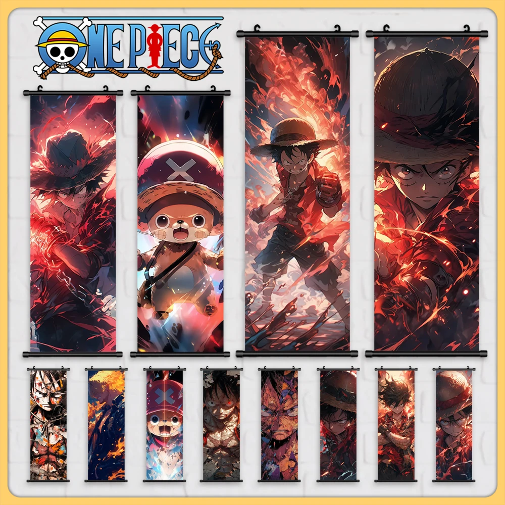 Home Decor One Piece Anime Canvas Luffy Wall Art Chopper Scrolls ...