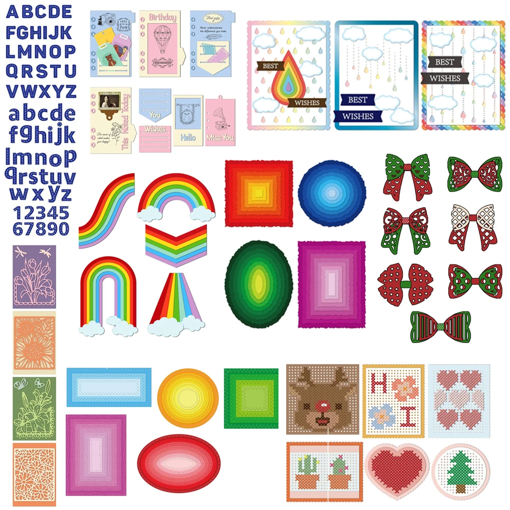 36Pcs-Deckle-Edge-Frame-Cutting-Dies-Metal-Deckle-Rectangles-Round ...