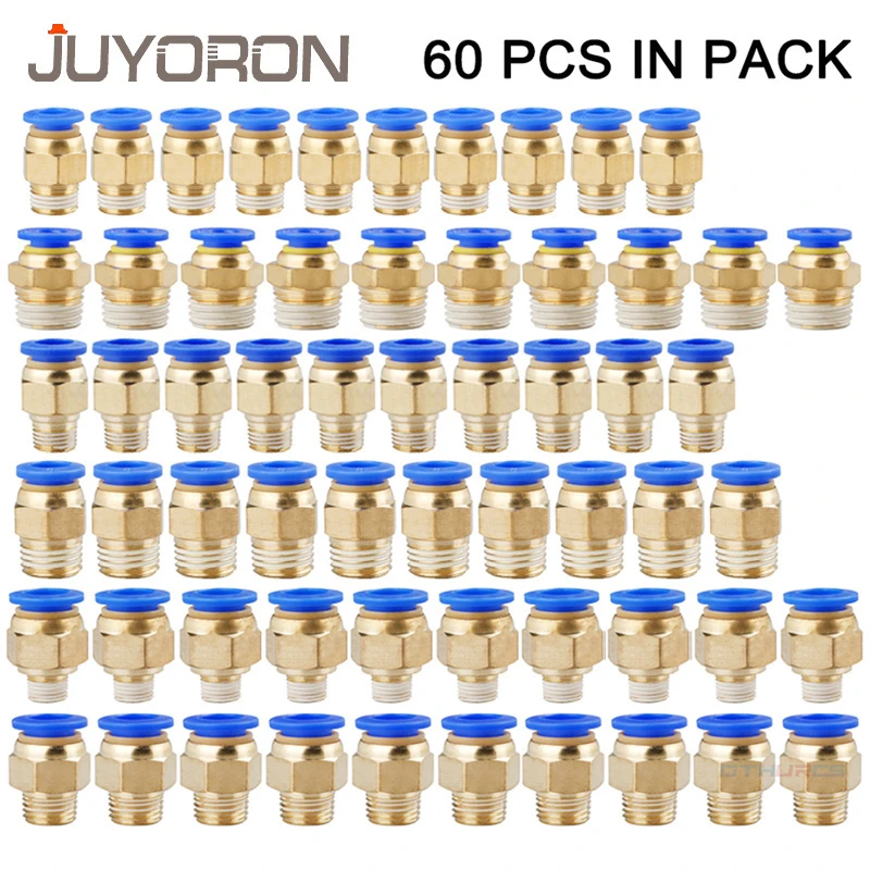 60 Pcs Pneumatic Fittings PC Air Quick Connector PC6 01 PC8 01 PC10 01 ...