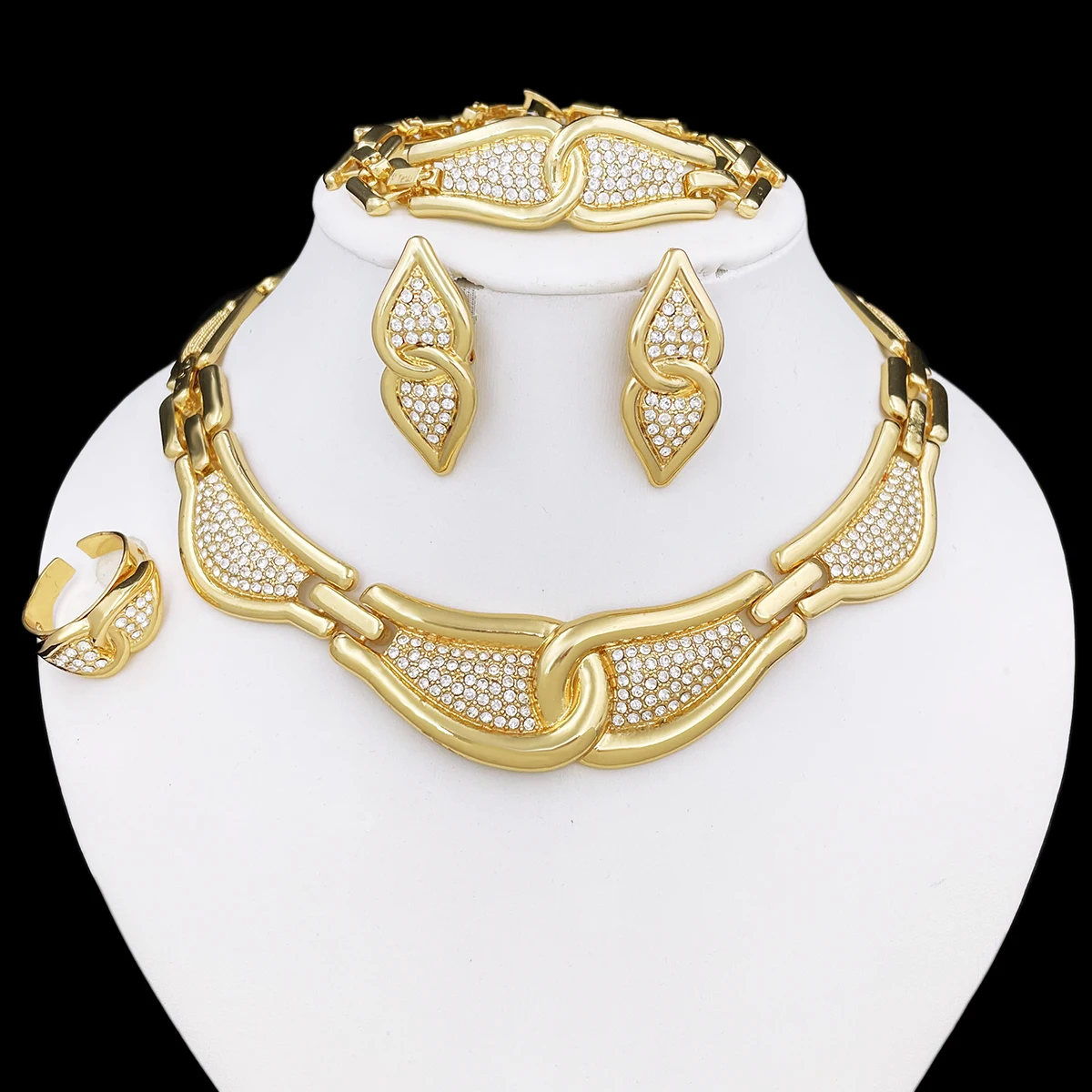 Classic-Design-Jewelry-Gold-Plated-Necklace-Set-Earrings-Bracelet-And ...