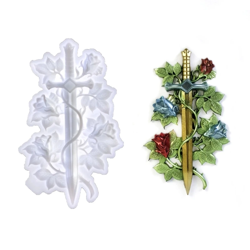 Epoxy-Resin-Mold-Rose-Vine-Swords-Mold-Durable-Silicone-Mold-Office ...