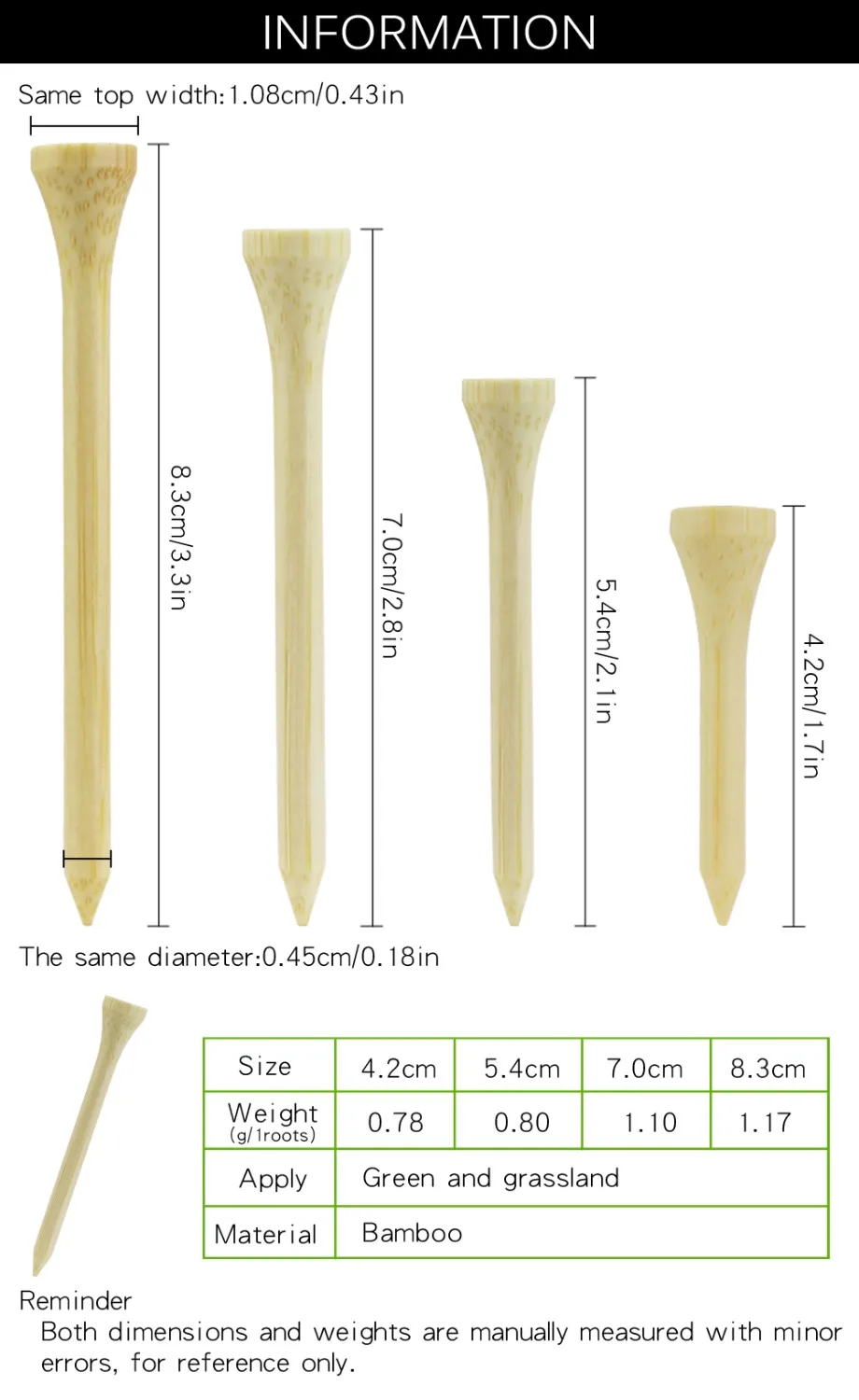 Golf Tee Sizes Uk
