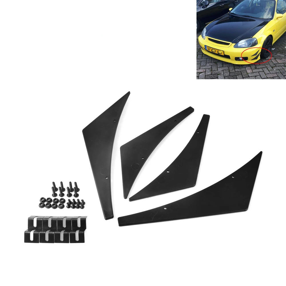 Universal-4pcs-set-Car-Canards-Front-Bumper-Stickers-Lip-Splitter ...