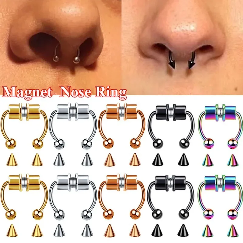 Magnet-Fake-Piercing-Nose-Ring-Stainless-Steel-Fake-Septum-Piercing ...